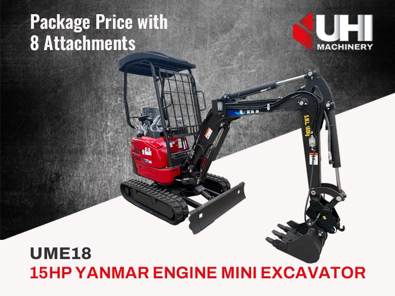 UME18 15hp Yanmar Engine 1.9t Operating Weight Mini Excavator with 8 ...